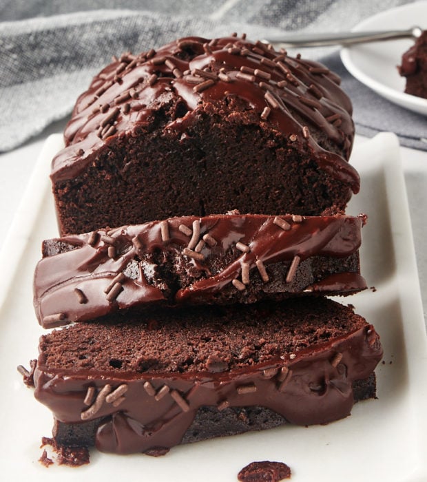 Rich Chocolate Loaf Cake with Chocolate Glaze