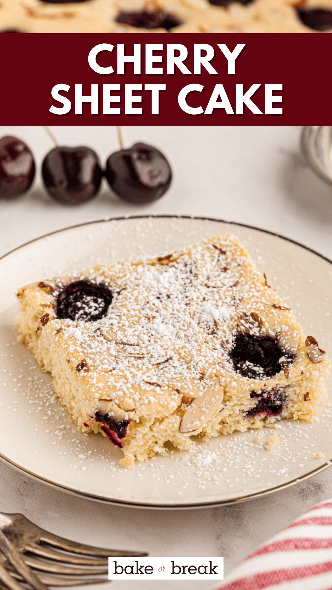 Easy Cherry Almond Sheet Cake | Bake or Break